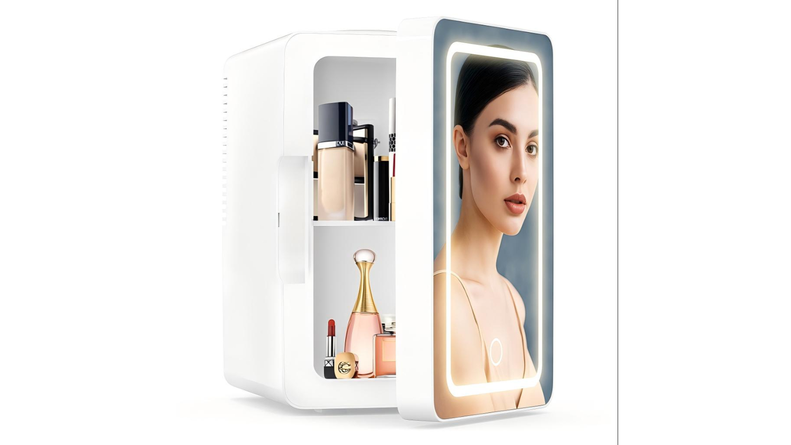 Advwin 6 Litre Portable Mini Fridge with LED Mirror - White | Harvey Norman