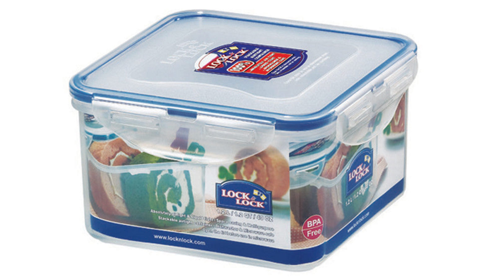Lock and Lock 1.2L Classic Square Short Container with Four Hinge ...
