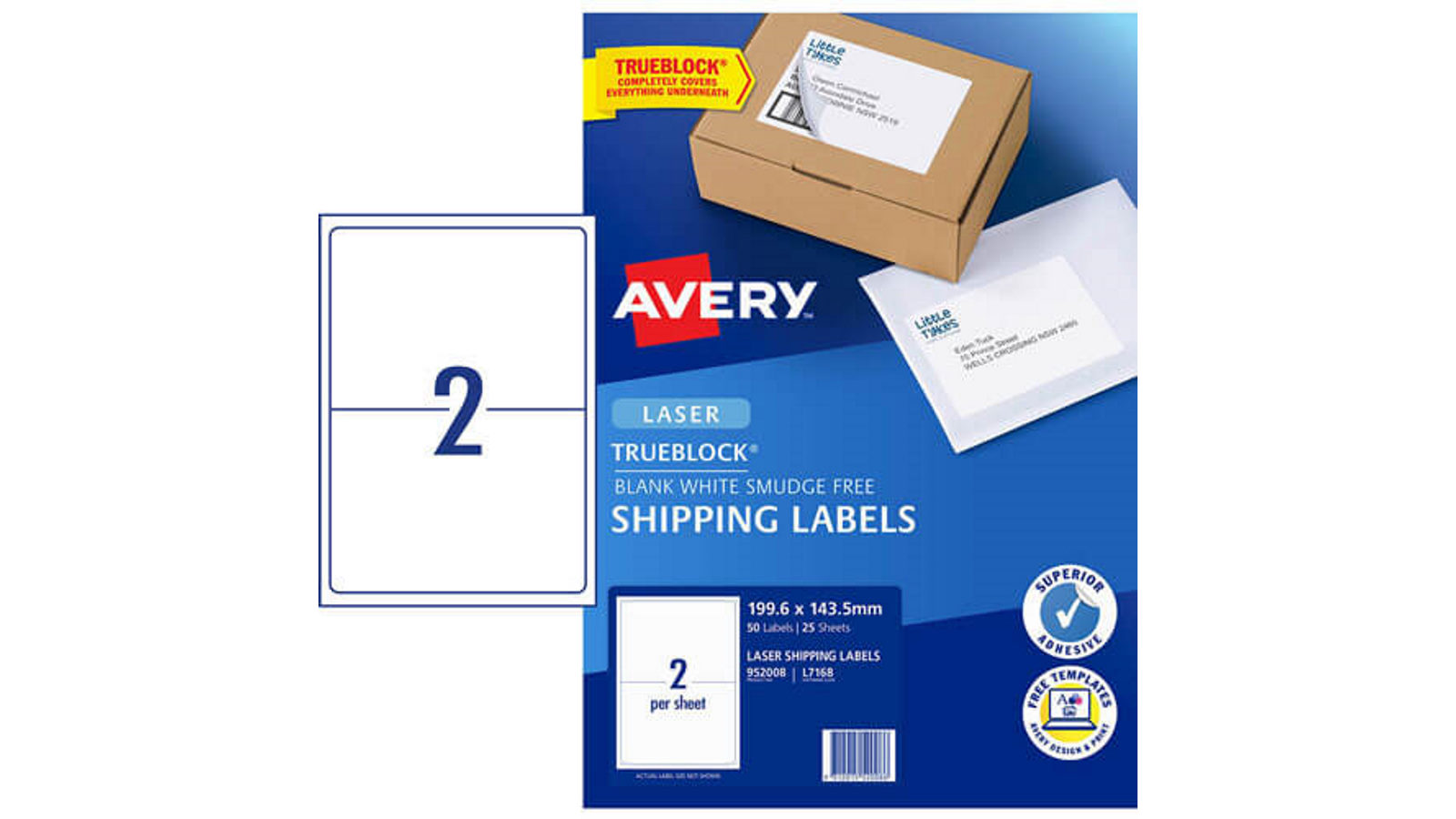 Avery 50 Piece Laser Shipping Labels - Blank White | Harvey Norman