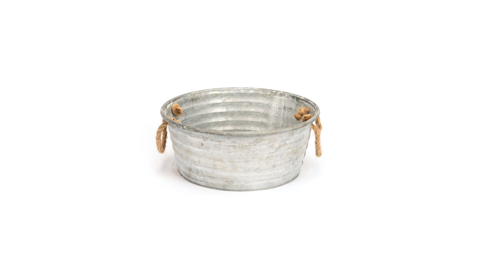 36cm Zinc Tub Storage Container with Rope Handles Garden Home Decor ...