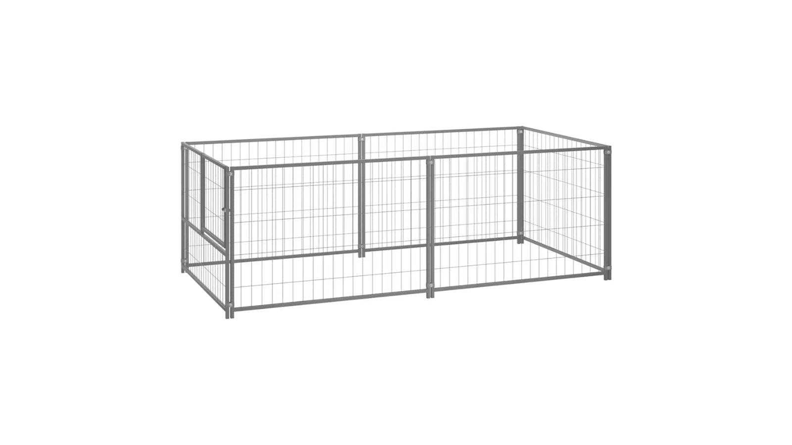 vidaXL Silver Steel Dog Kennel - 200 x 100 x 70cm | Harvey Norman