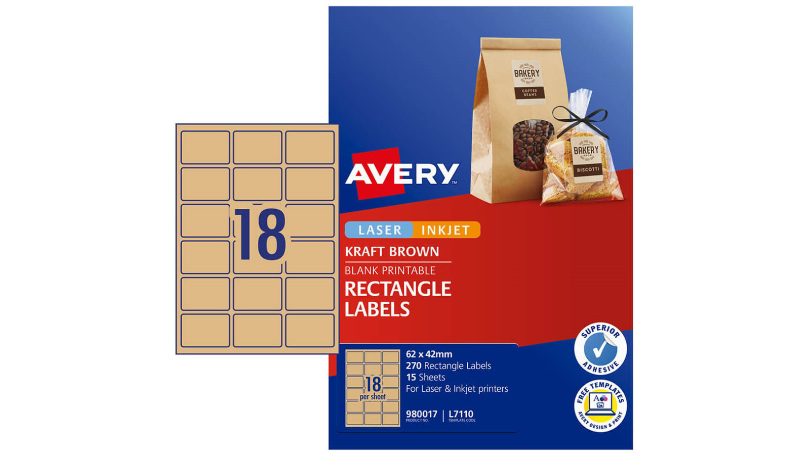 Avery 6.2x4.2cm Kraft Brown Rectangle Labels Pack | Harvey Norman