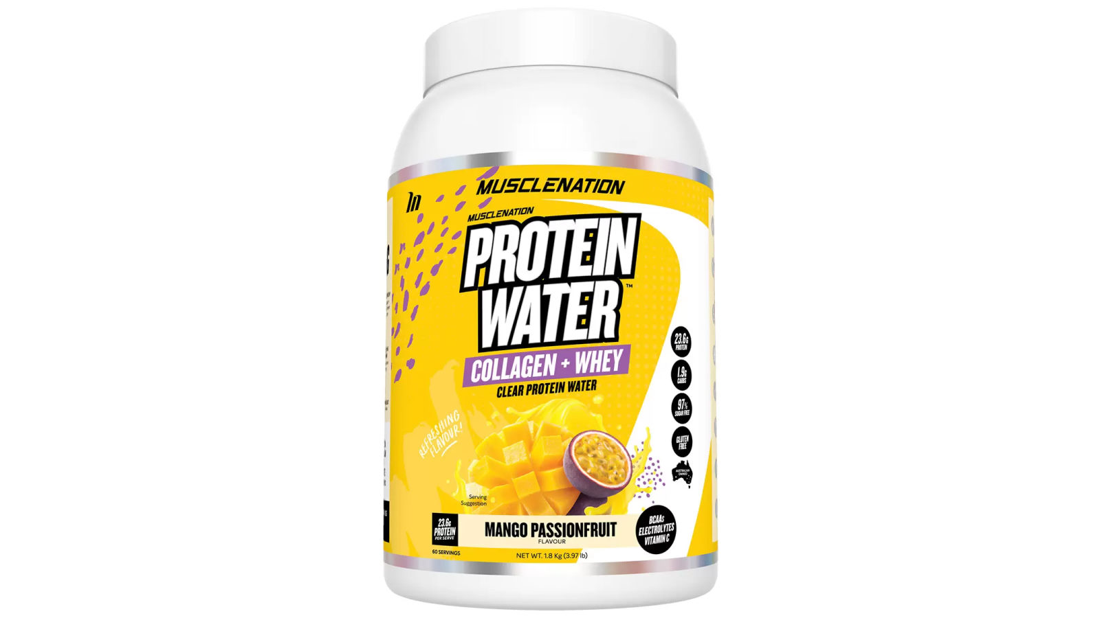 MuscleNation 1.8kg Mango Passionfruit Protein Water | Harvey Norman