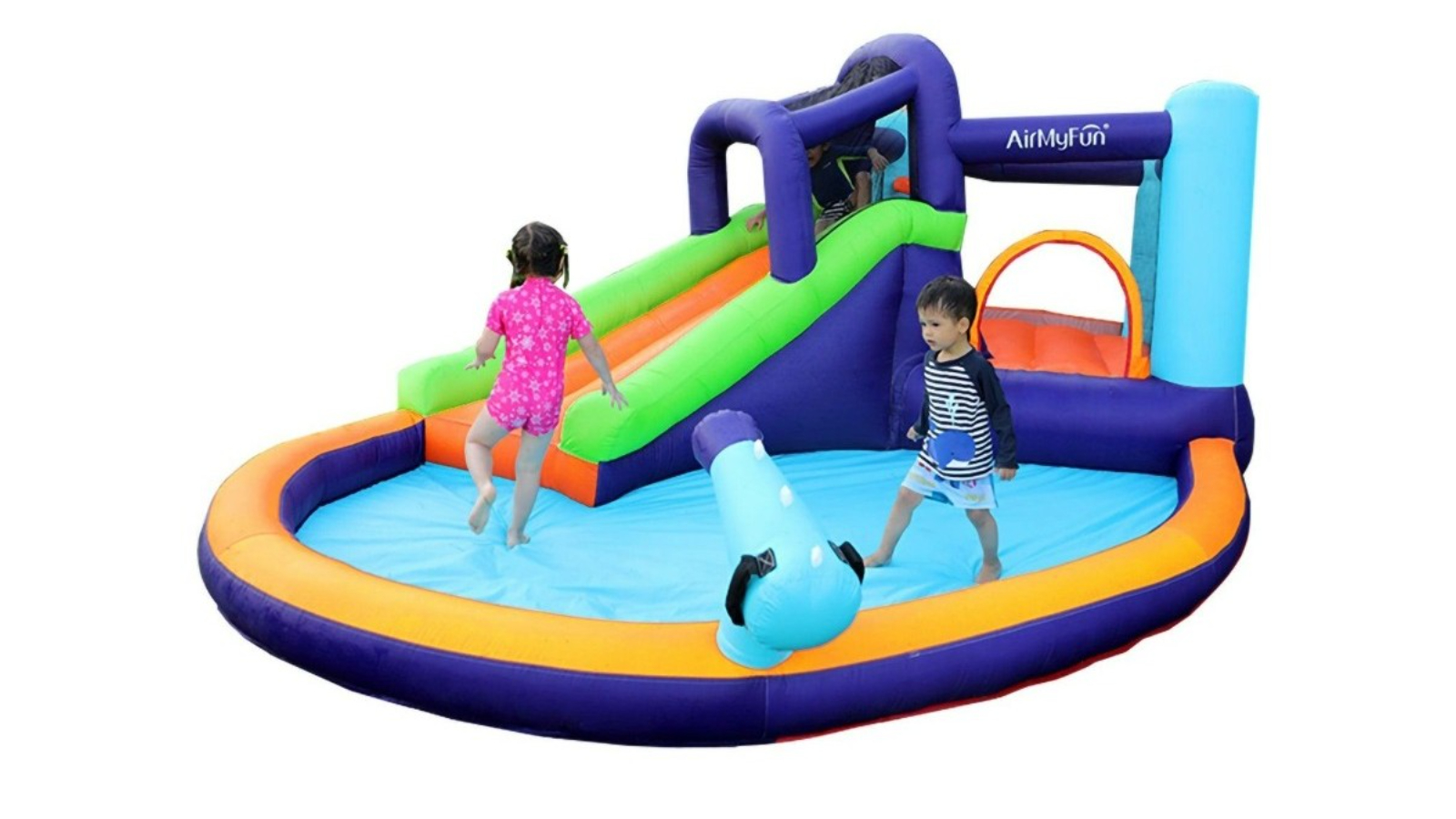 All 4 Kids Air My Fun Purple Jumping Castle with Slide and Shooting Gun ...