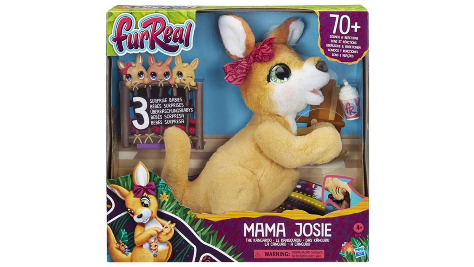 Hasbro furReal Mama Josie The Kangaroo & 3 Babies Interactive Toy ...