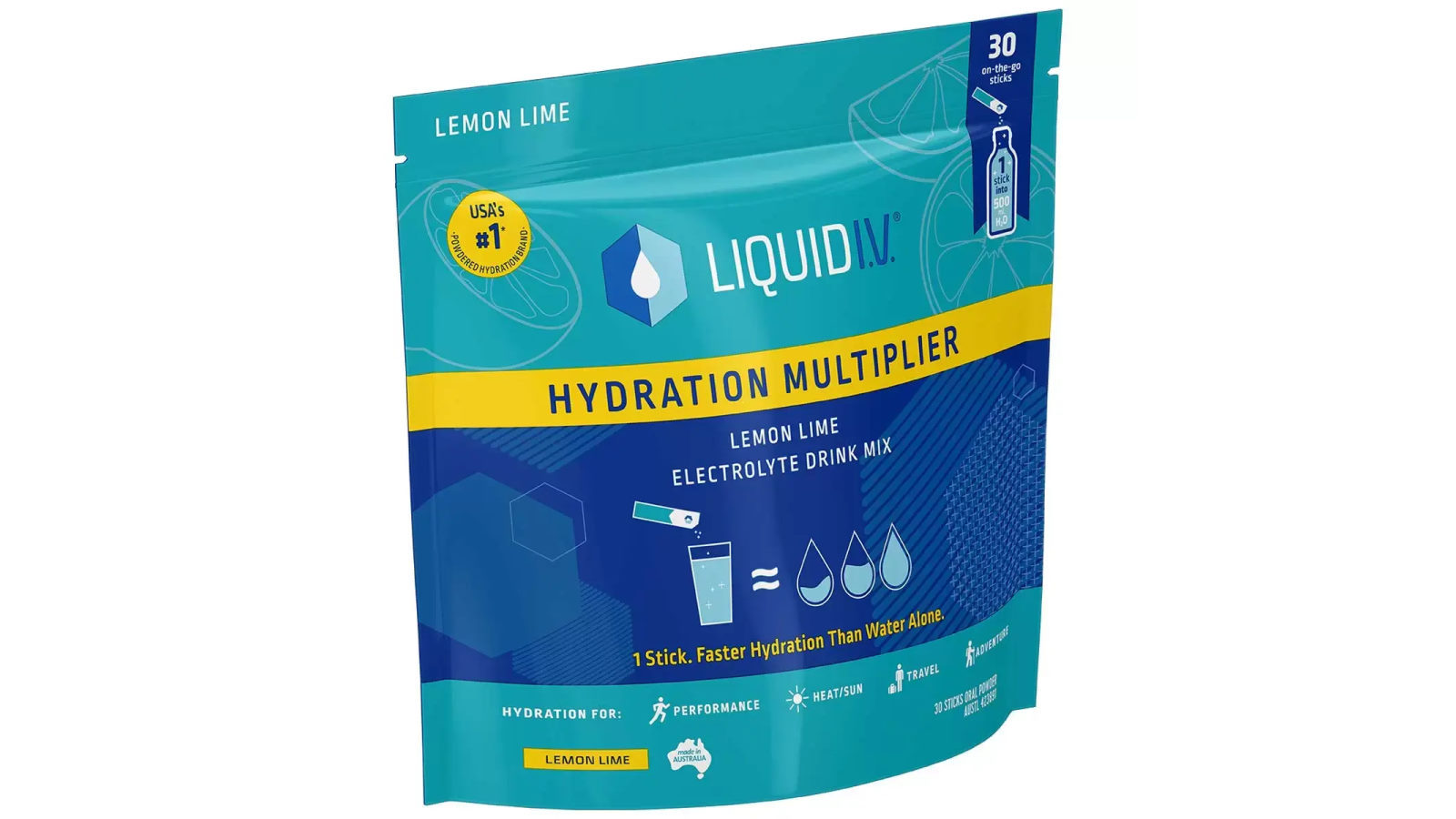 Liquid IV 30 Sachets Makes 15L Citrus Flavour Electrolyte Re Hydration ...