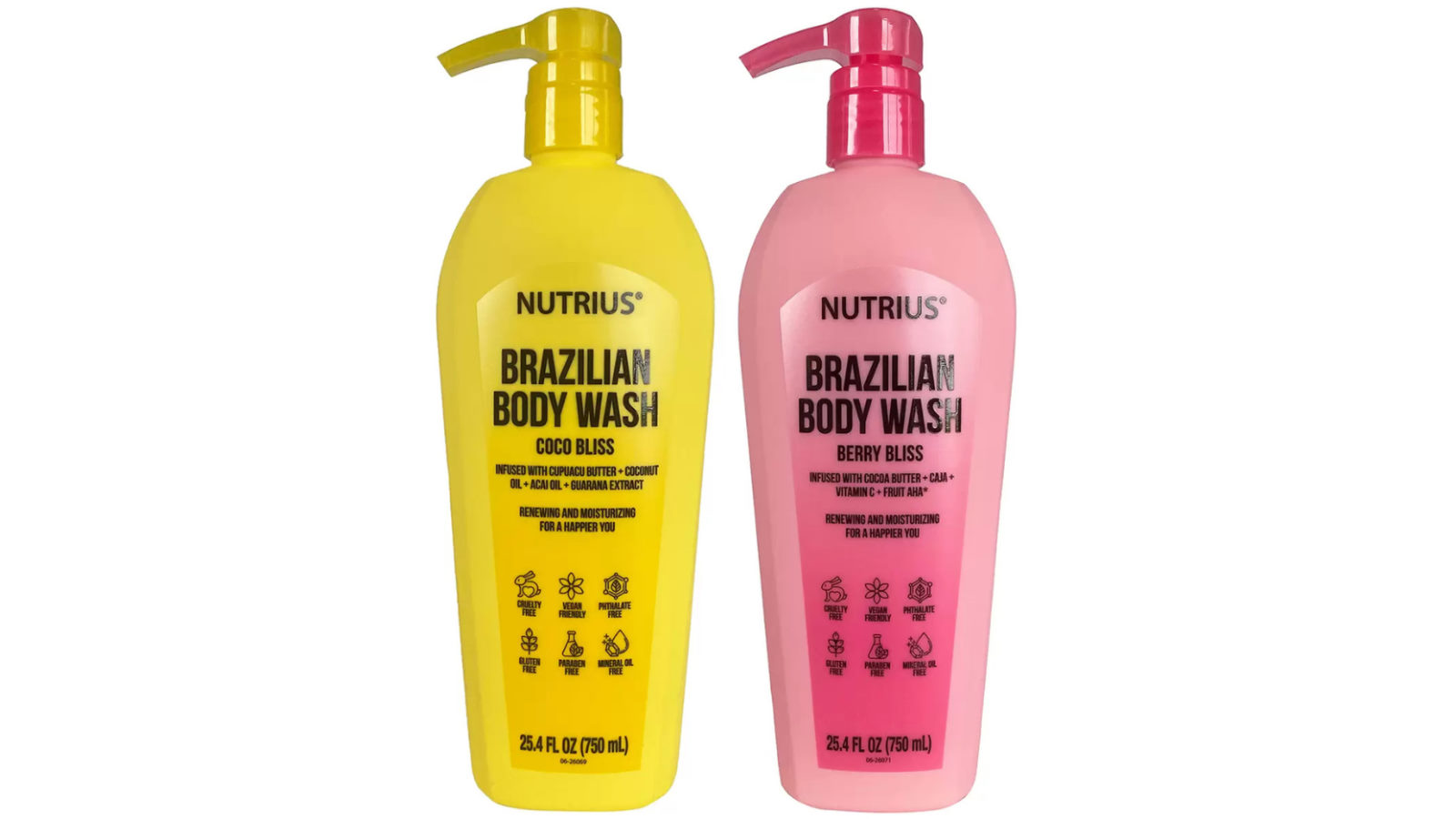 Nutrius Brazilian Body Wash 2 x 750ml Coco Berry Bliss All Skin Types ...
