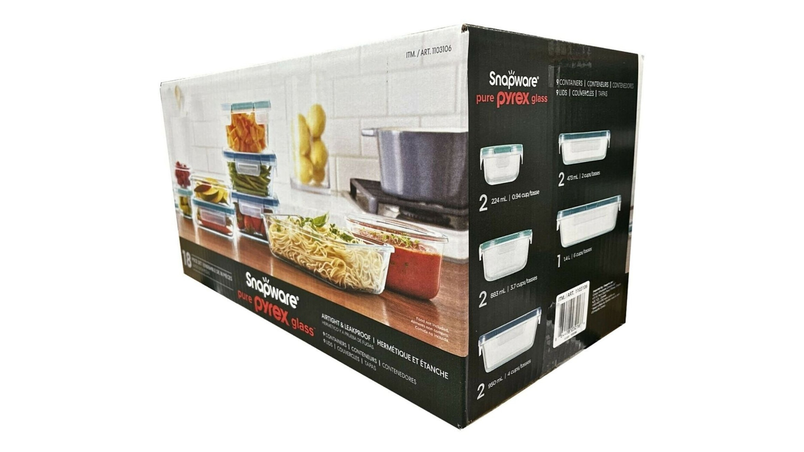Snapware 18 Piece Pyrex Glass Food Storage Container | Harvey Norman