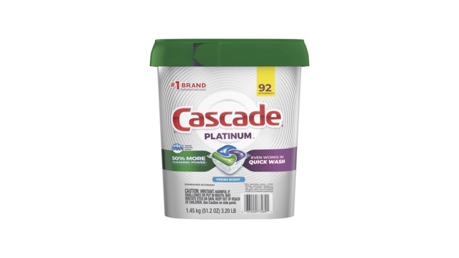 Cascade Fresh Scent Platinum Tablet 92 Dishwashing Detergent Tab ...