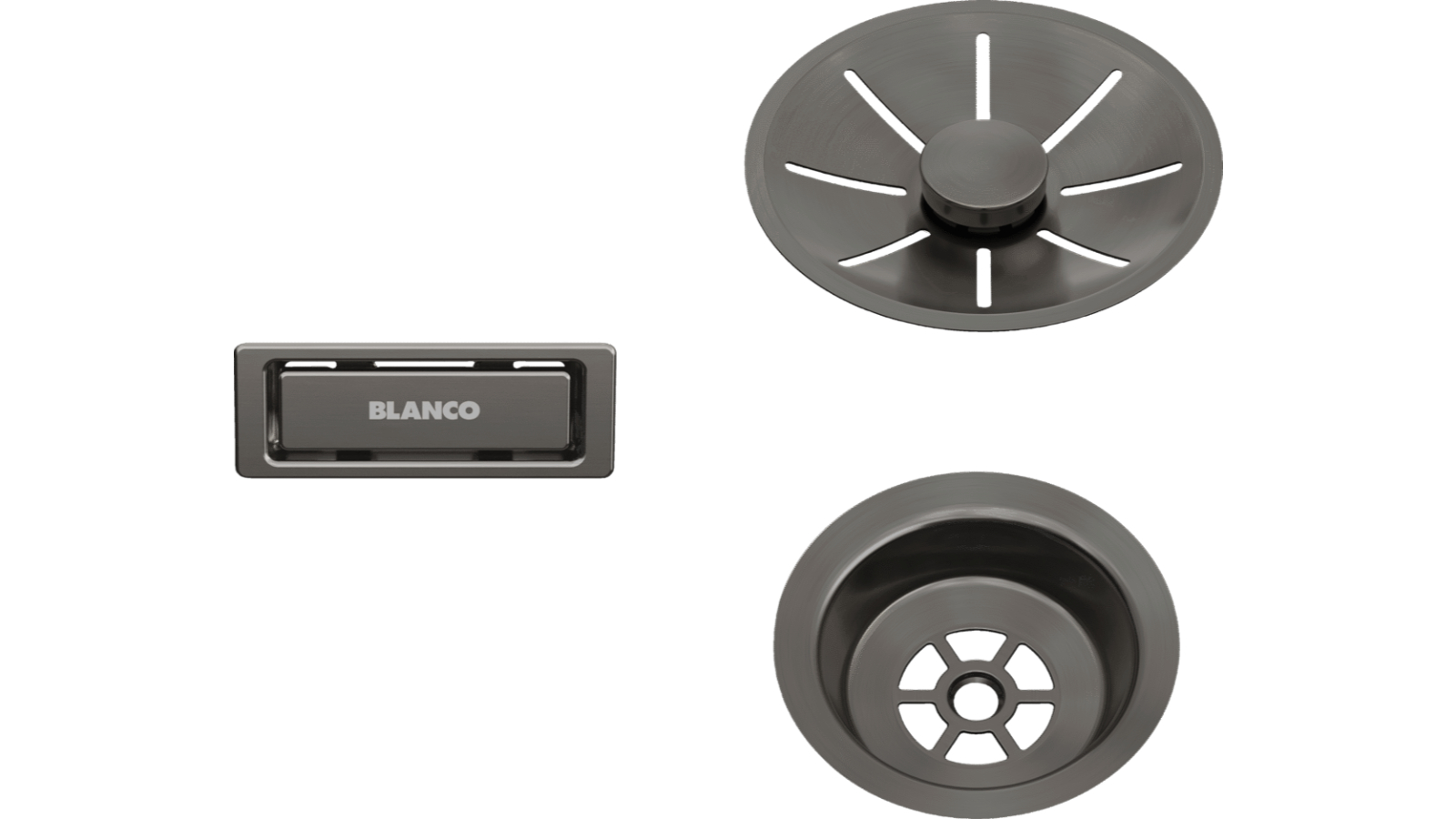 Blanco InFino Waste and Overflow Single Drain Set - Satin Dark Steel ...