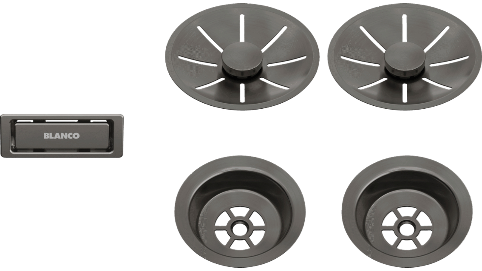 Blanco InFino Waste and Overflow Double Drain Set - Satin Dark Steel ...