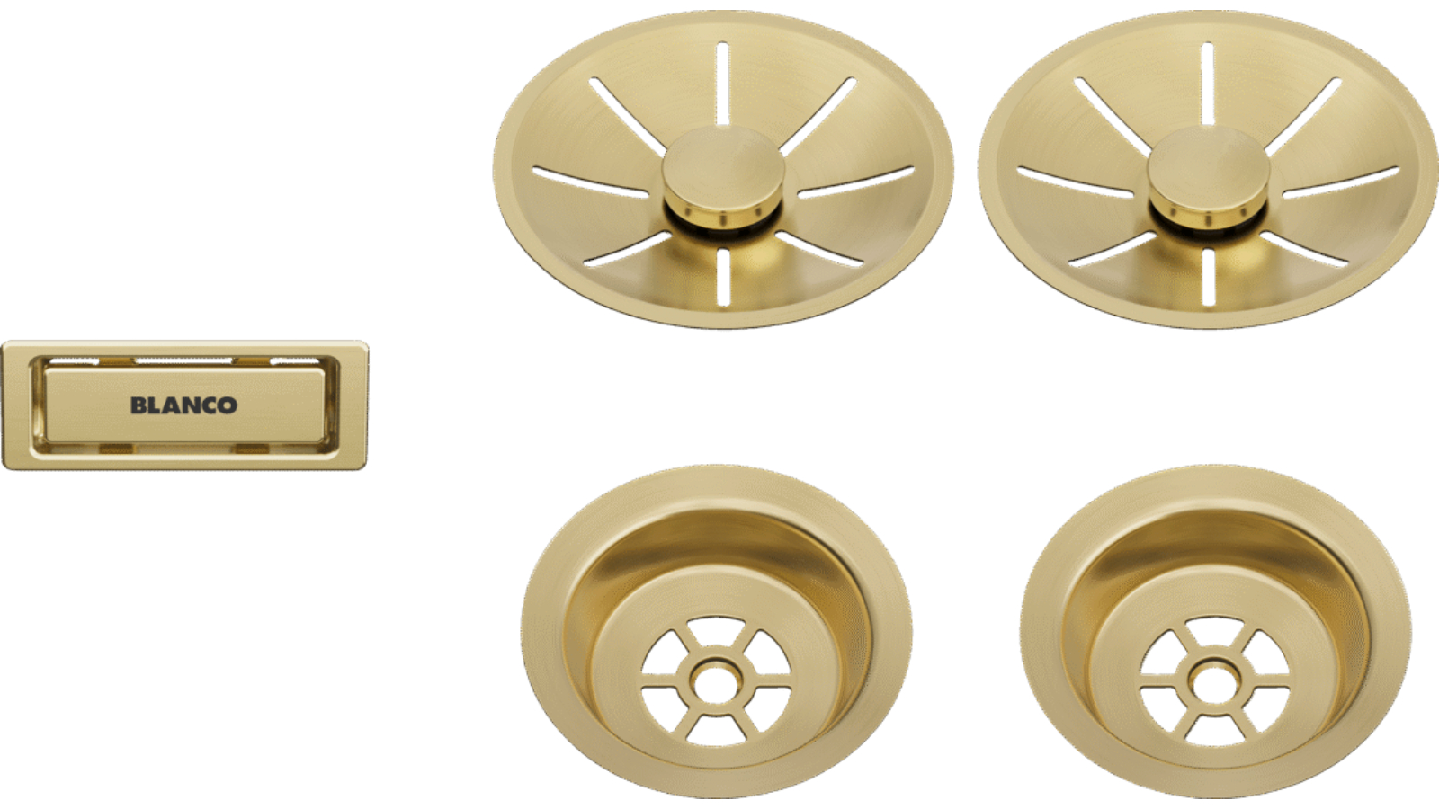 Blanco InFino Waste and Overflow Double Drain Set - Satin Gold | Harvey ...