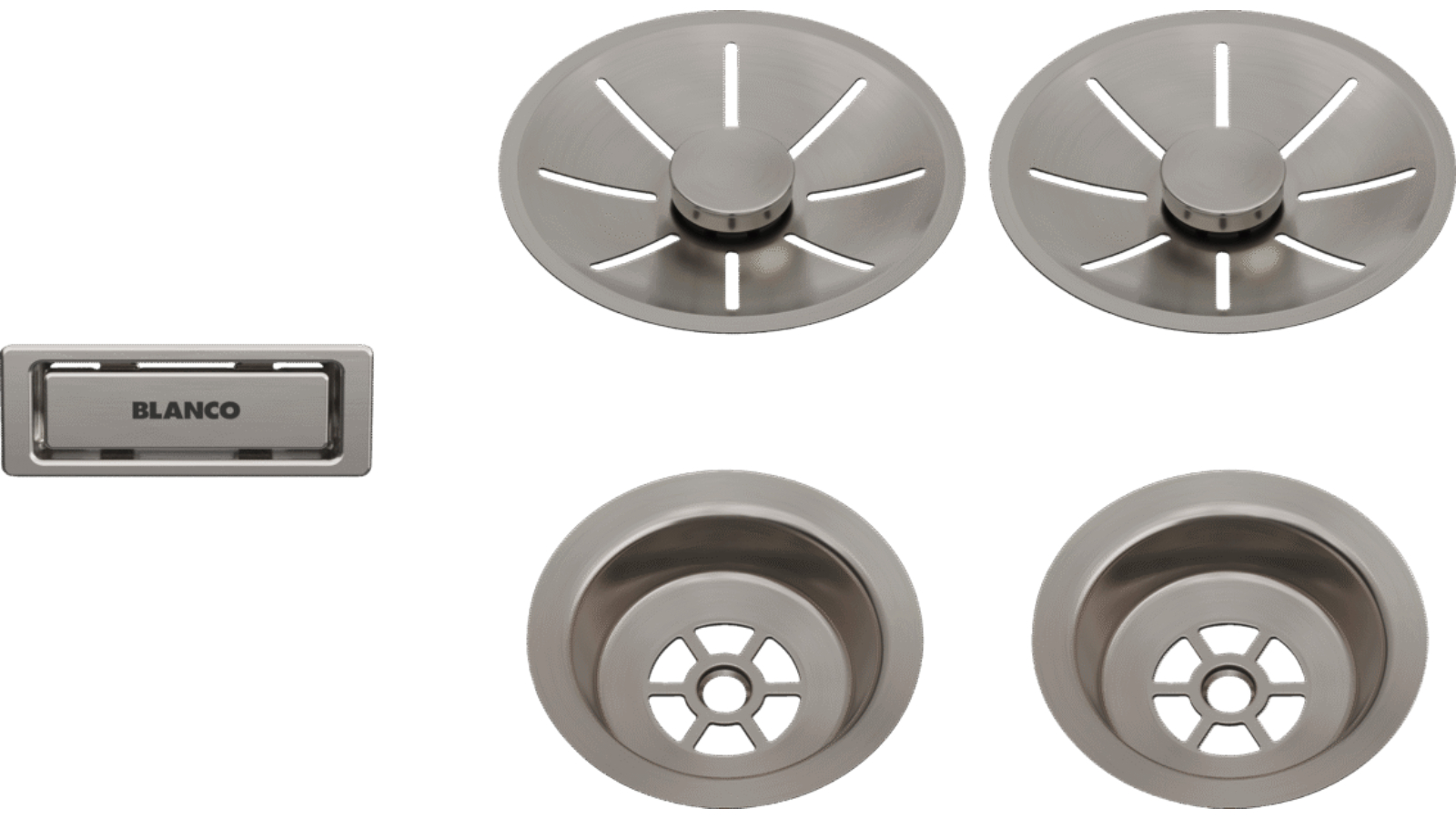 Blanco InFino Waste and Overflow Double Drain Set - Satin Platinum ...