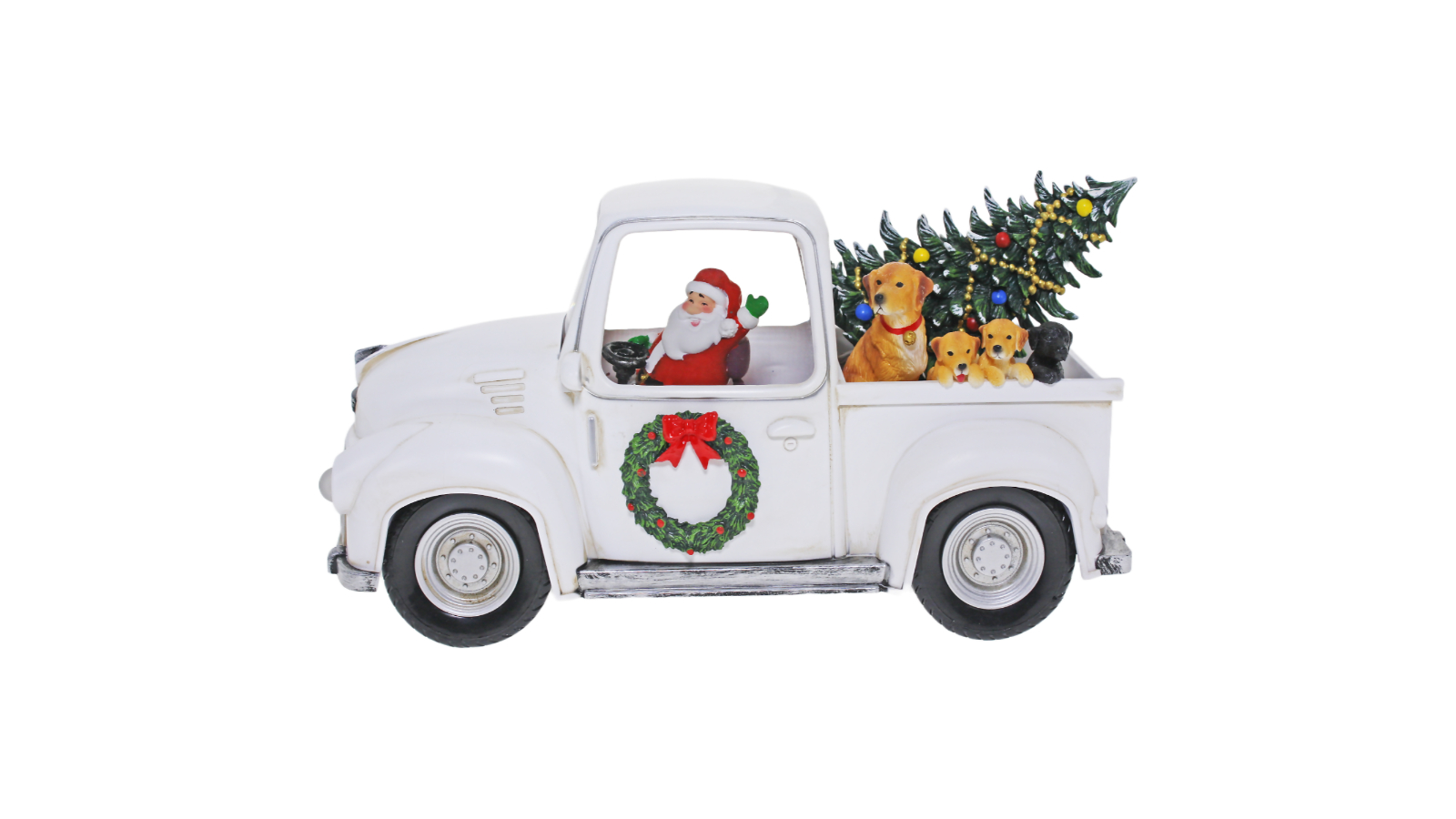 Cotton Candy White Santa Ute Lantern with Dog and Christmas Tree ...