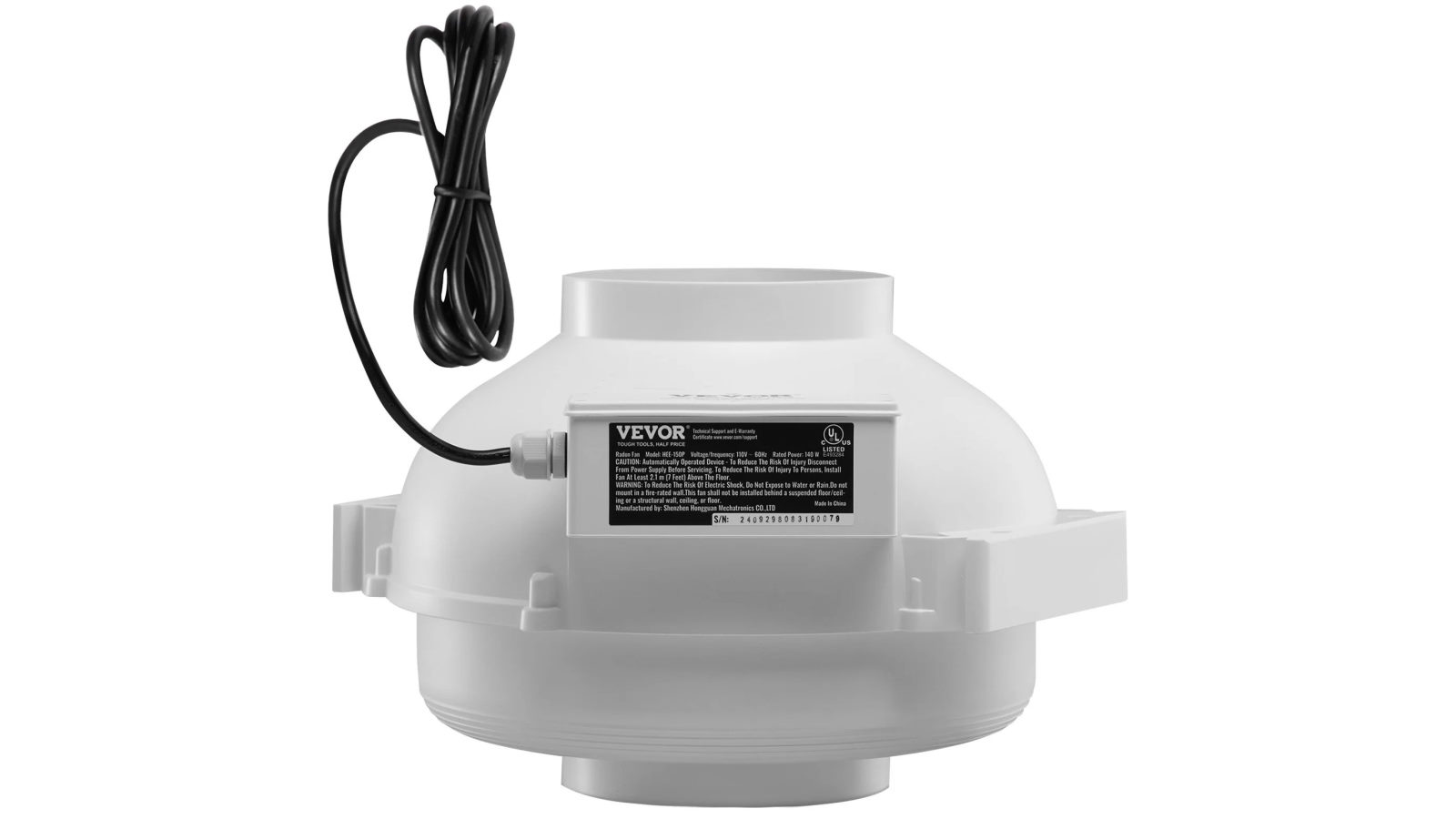 YS 6 to 4.5-inch Radon Mitigation Quiet 380 CFM Fan System Kit | Harvey ...