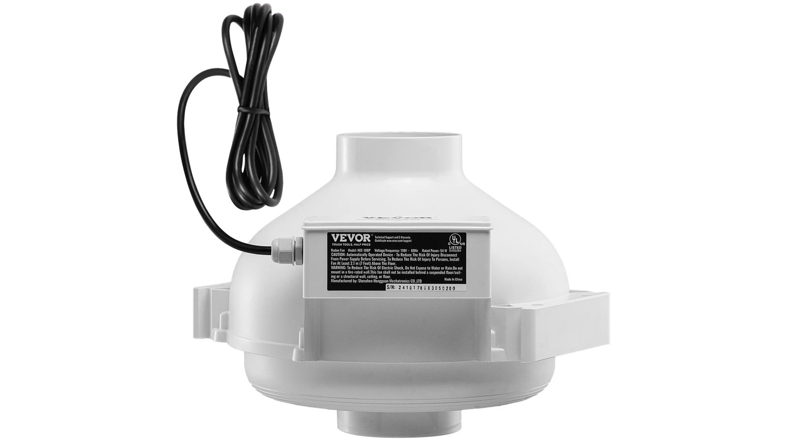 YS 4 to 4.5-inch Radon Mitigation Quiet 190 CFM Fan System Kit | Harvey ...