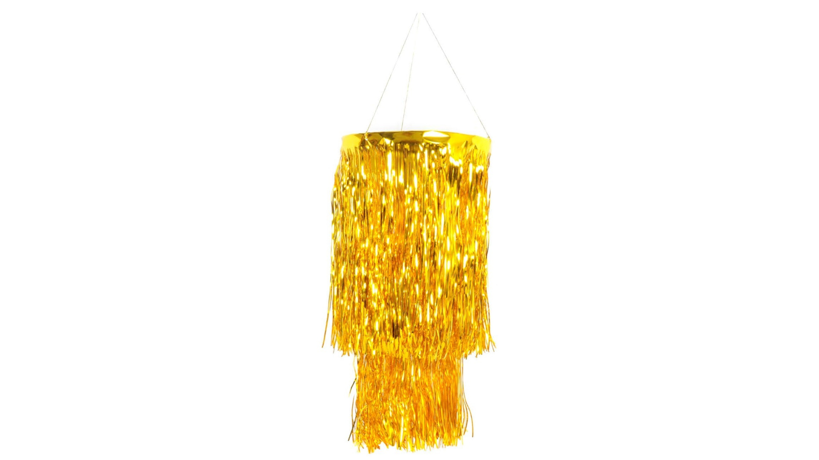 BR Costumes 2-Tier Foil Metallic Tinsel Hanging Chandelier - Gold ...
