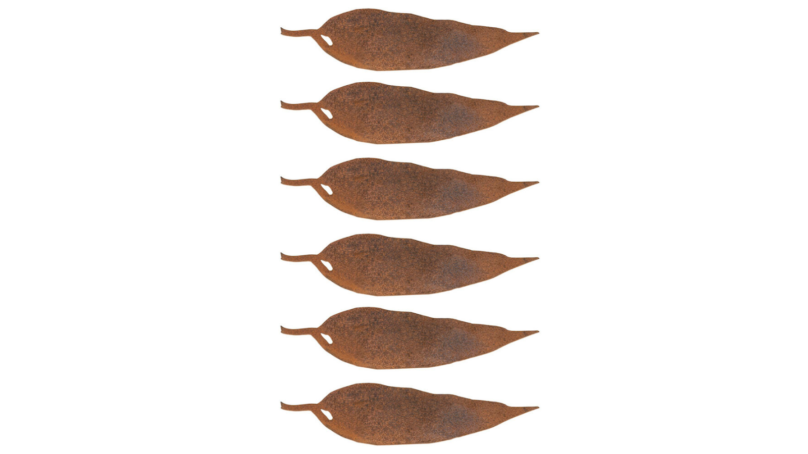 6 Piece Rust Brown Steel Tag Gum Leaf Corten Garden Decor - 17cm ...