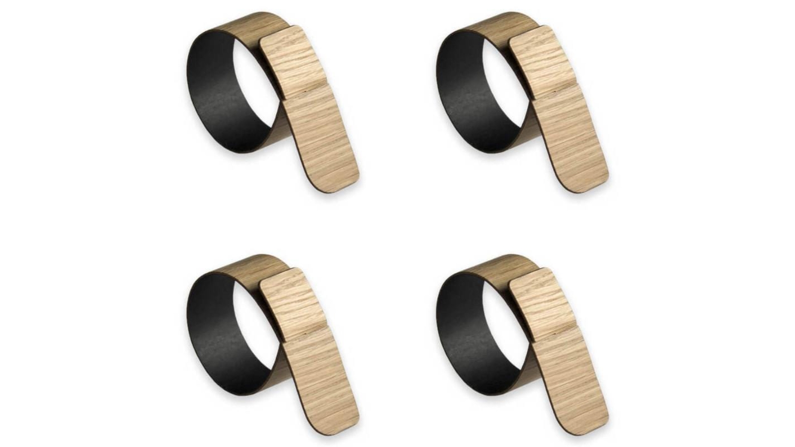 Lignis Set of 4 Oak Wood Portofino Napkin Ring - Oak | Harvey Norman