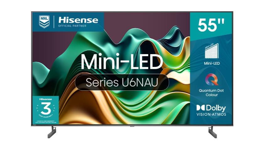 Hisense 55-inch U6NAU 4K QLED Mini-LED Smart TV | Harvey Norman