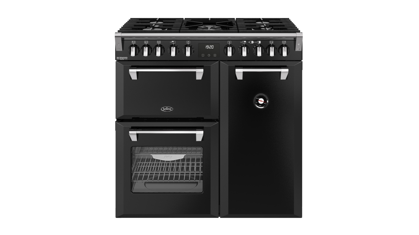 Belling 90cm Richmond Deluxe Dual Fuel Range Cooker - Black | Harvey Norman