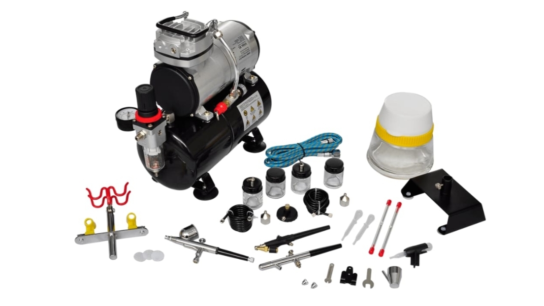 vidaXL Airbrush Compressor Set with 3 Pistols - 310 x 150 x 31cm ...
