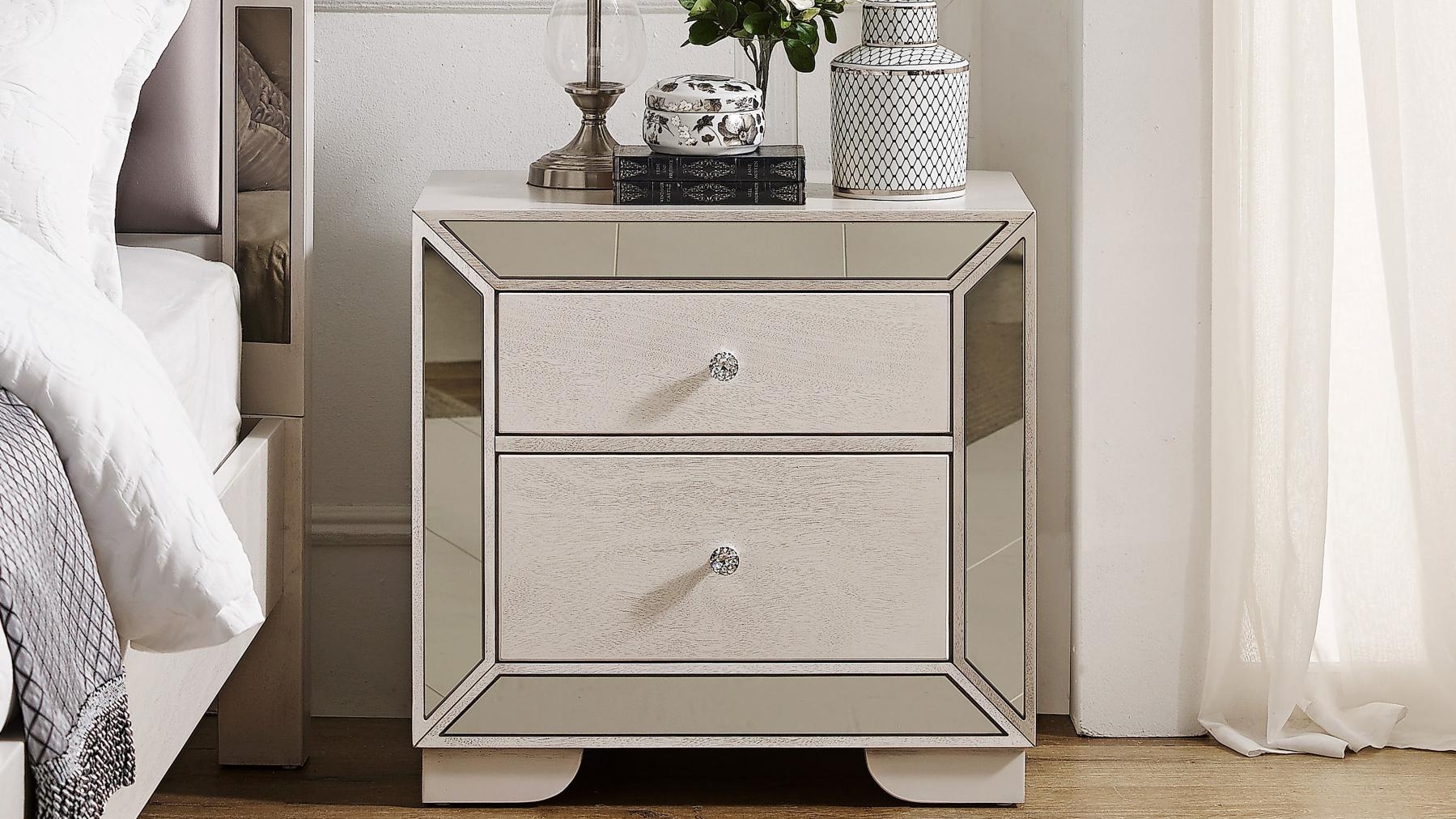 Juliette 2 Drawer Bedside Table Bisque White Harvey Norman