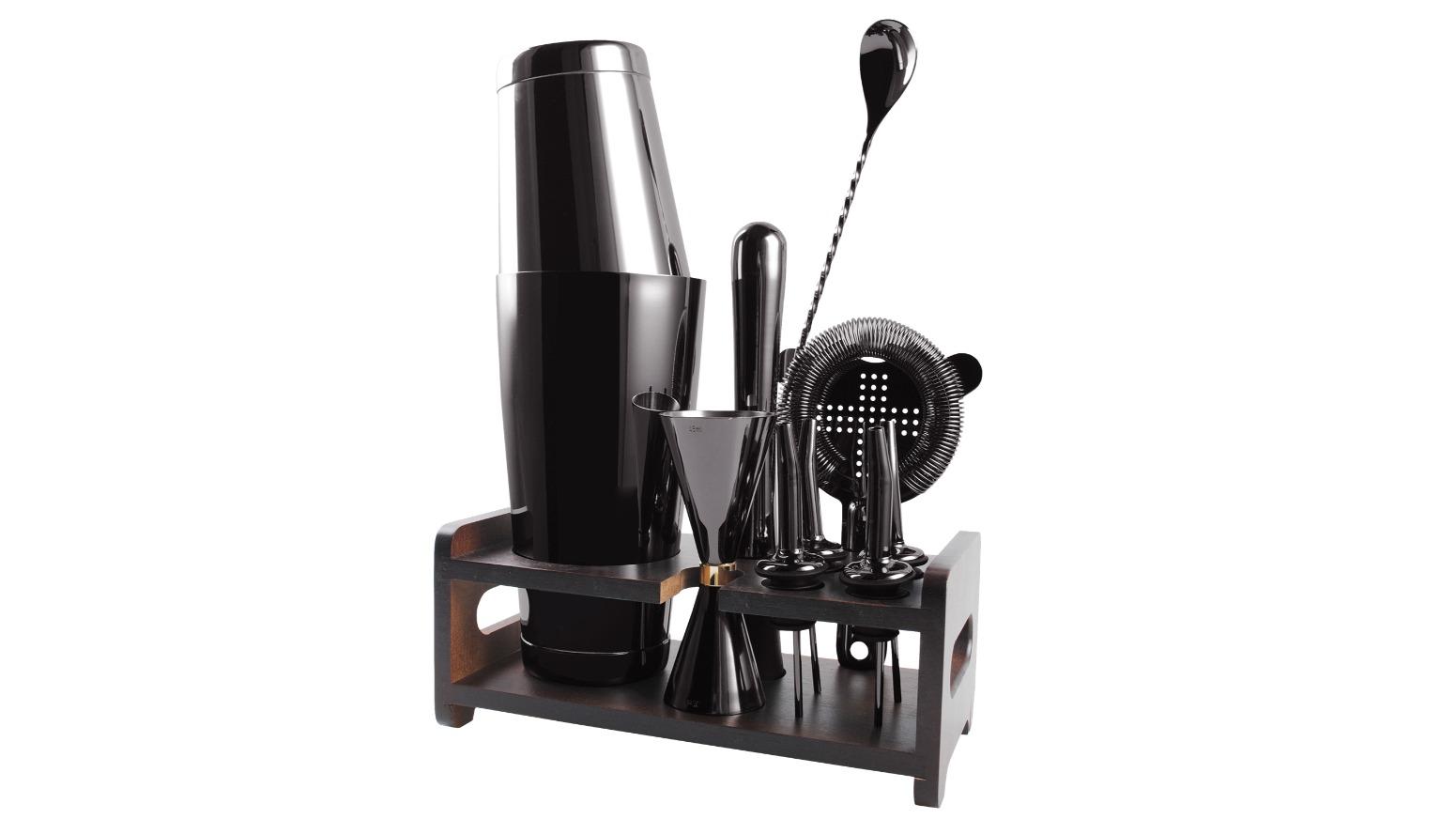 10 Piece Black Plated Boston Cocktail Mixer Set | Harvey Norman
