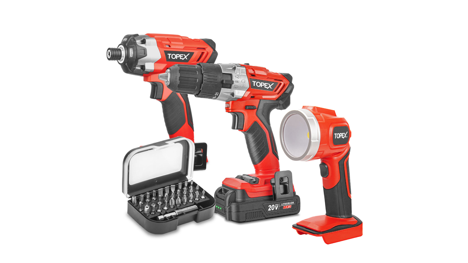 Topex 20V Cordless Kit LED Light with Screw Bits | Harvey Norman
