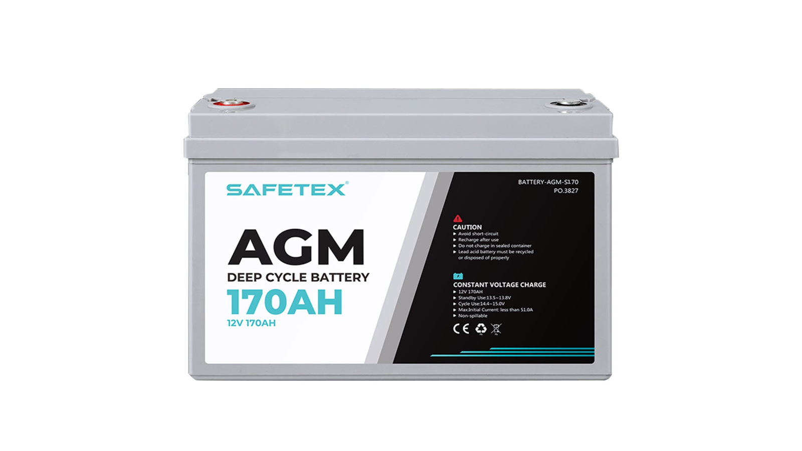 Safetex 12V 170Ah AGM Deep Cycle Lead Acid SLA Solar Battery | Harvey ...