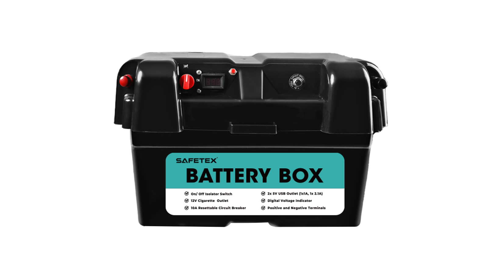 Safetex 12V AGM Battery Box Portable Deep Cycle Battery | Harvey Norman