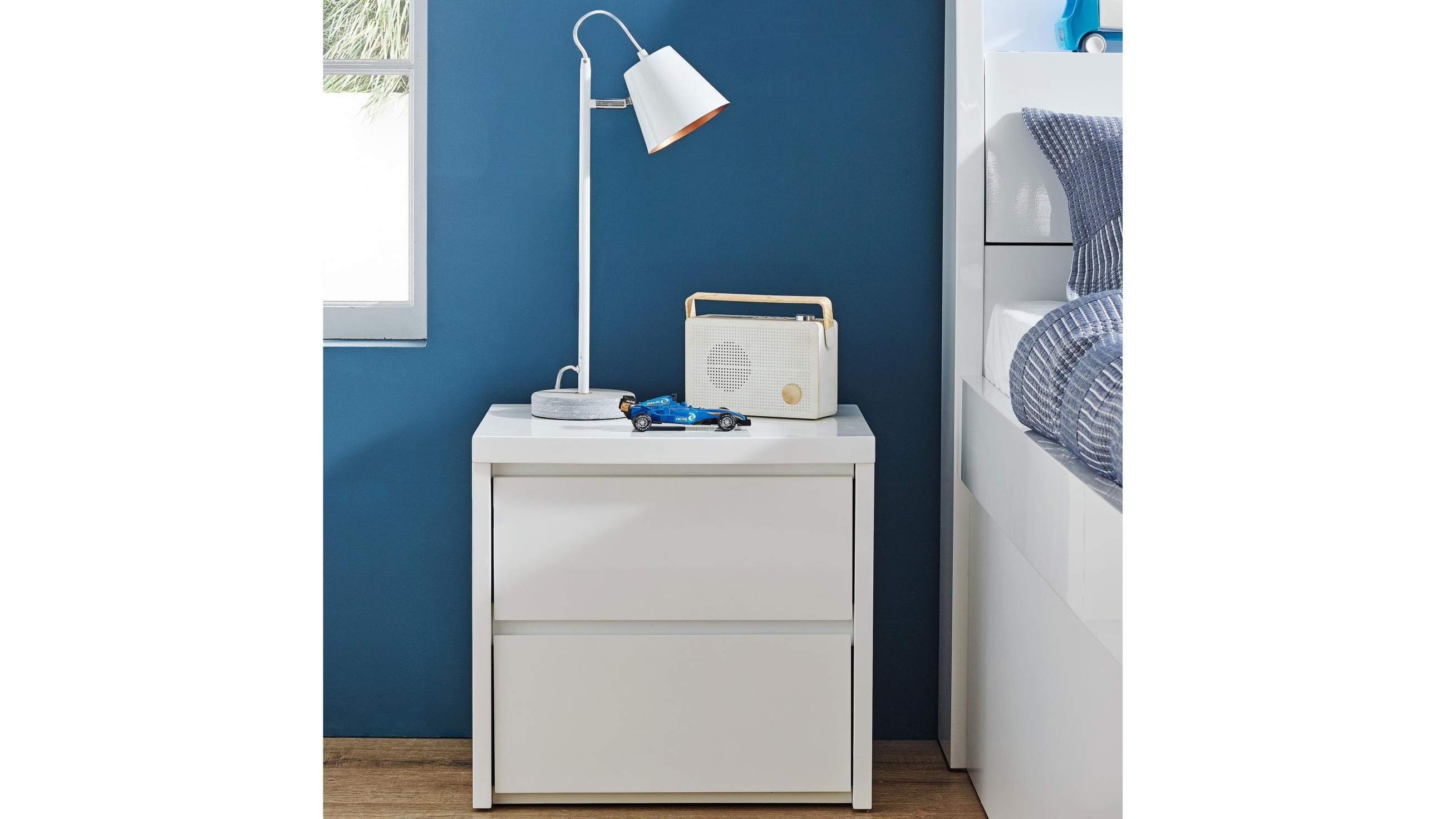 Nebula 2-Drawer Bedside Table - White | Harvey Norman