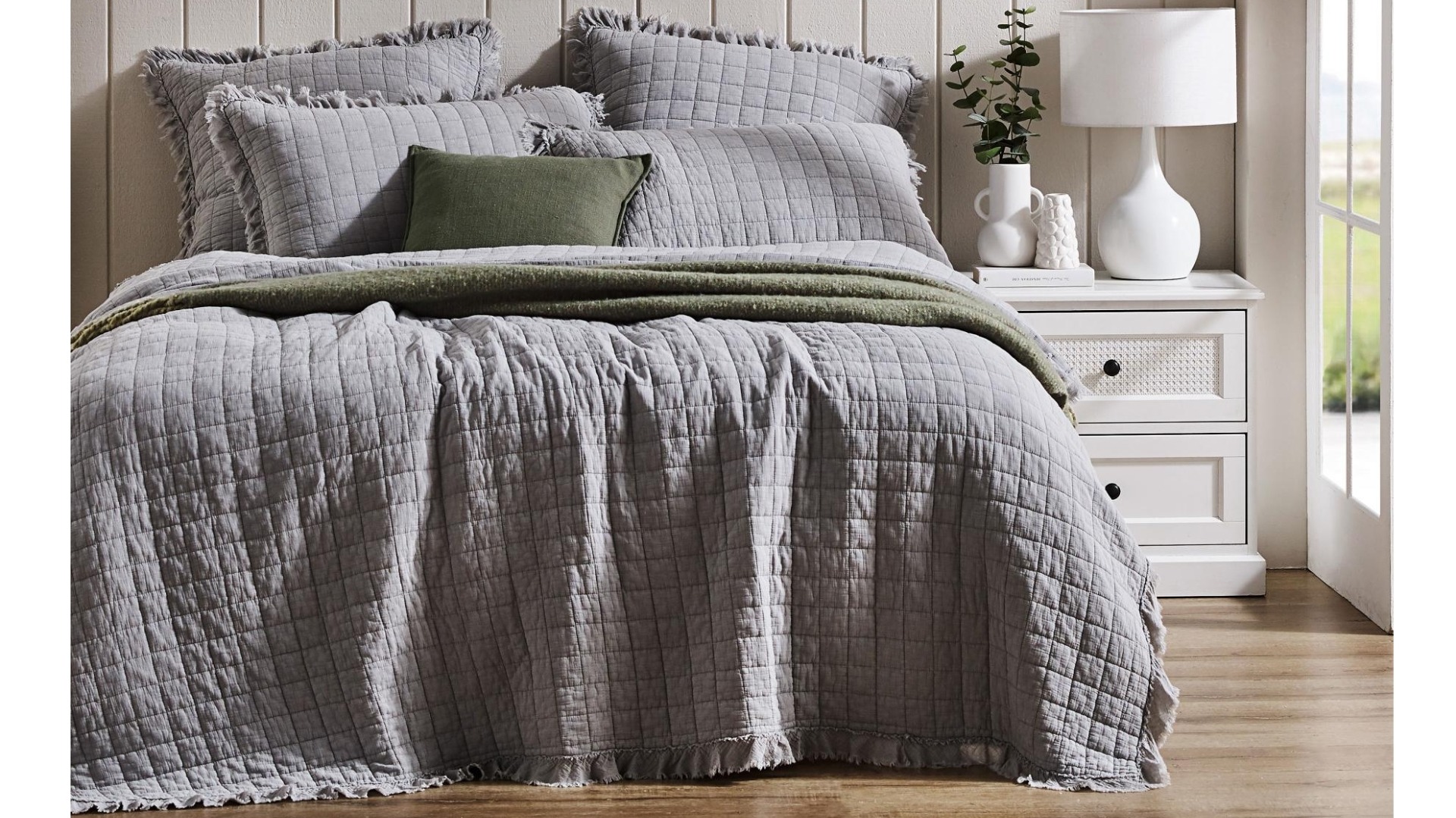 L'Avenue Cora Silver Coverlet | Harvey Norman