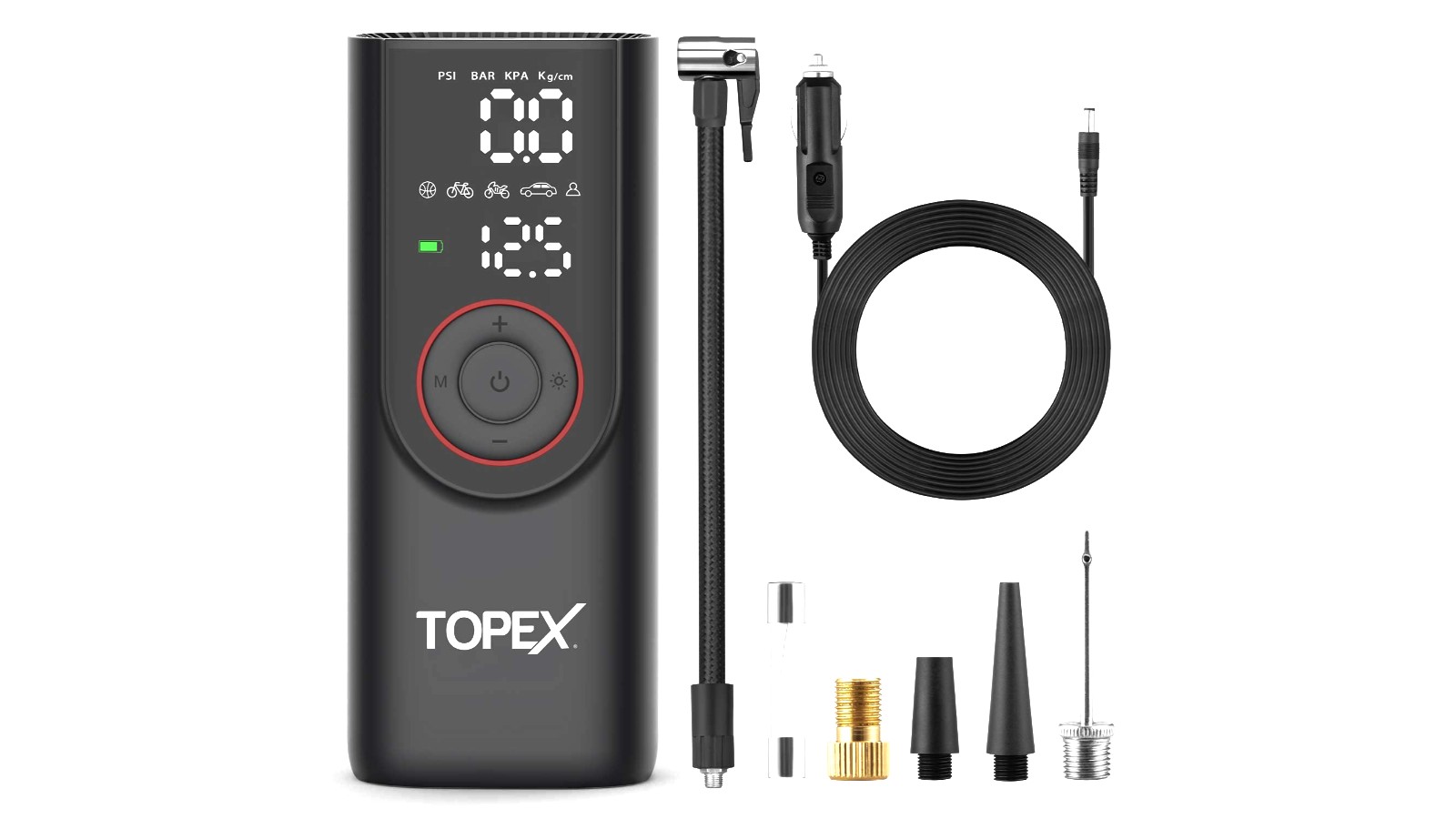Topex 12V Cordless Air Compressor 150PSI Dual Power Tyre Inflator ...