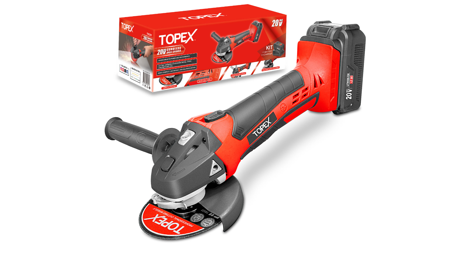 Topex 20V Cordless Cutting Power Tool Angle Grinder | Harvey Norman