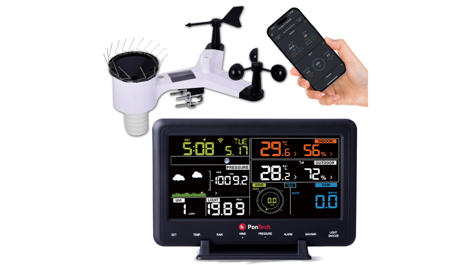 PanTech PT-WH2900 Colour LCD Wifi Wireless Weather Station - White ...