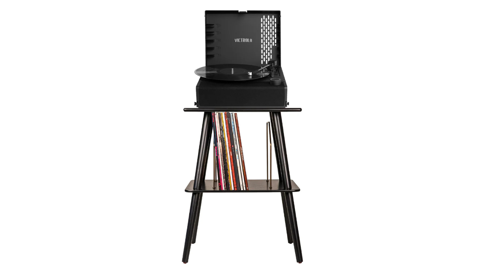 Victrola Revolution Go Turntable + Entertainment Stand Bundle - Black ...
