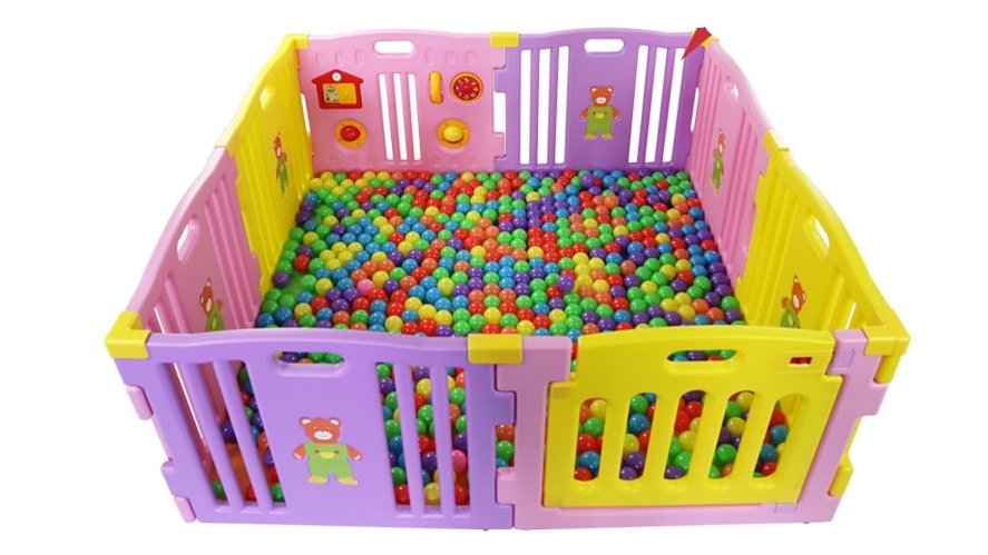 Joy Baby 8 Piece Plastic Playpen With Safety Gate - Purple | Harvey Norman