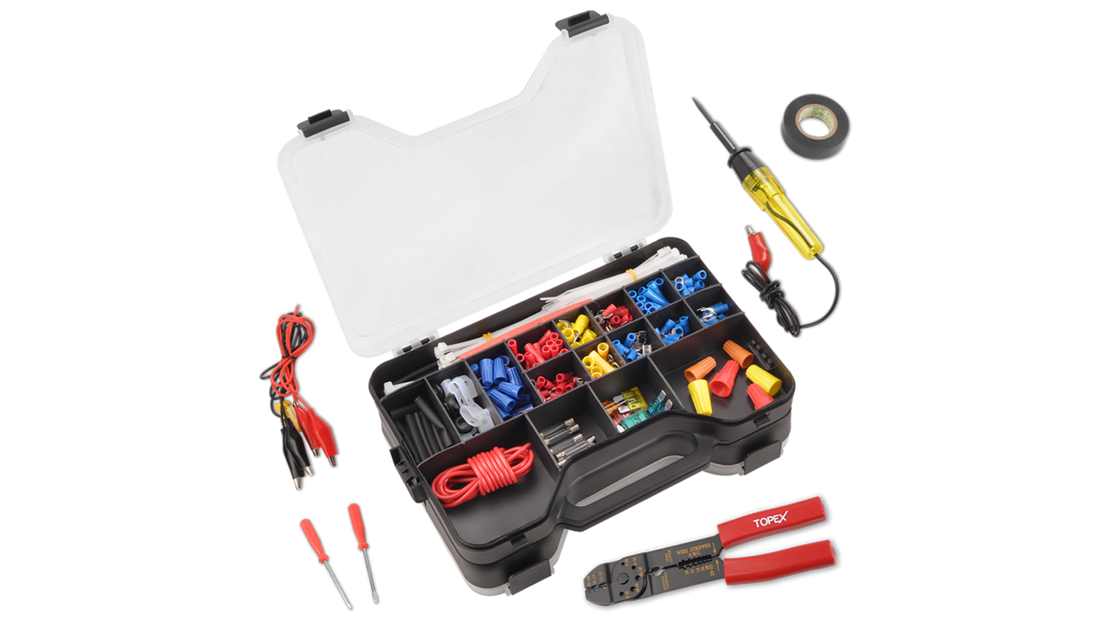 TOPEX 285 Piece Auto Electrical Repair Kit Gauge Wire Stripper ...