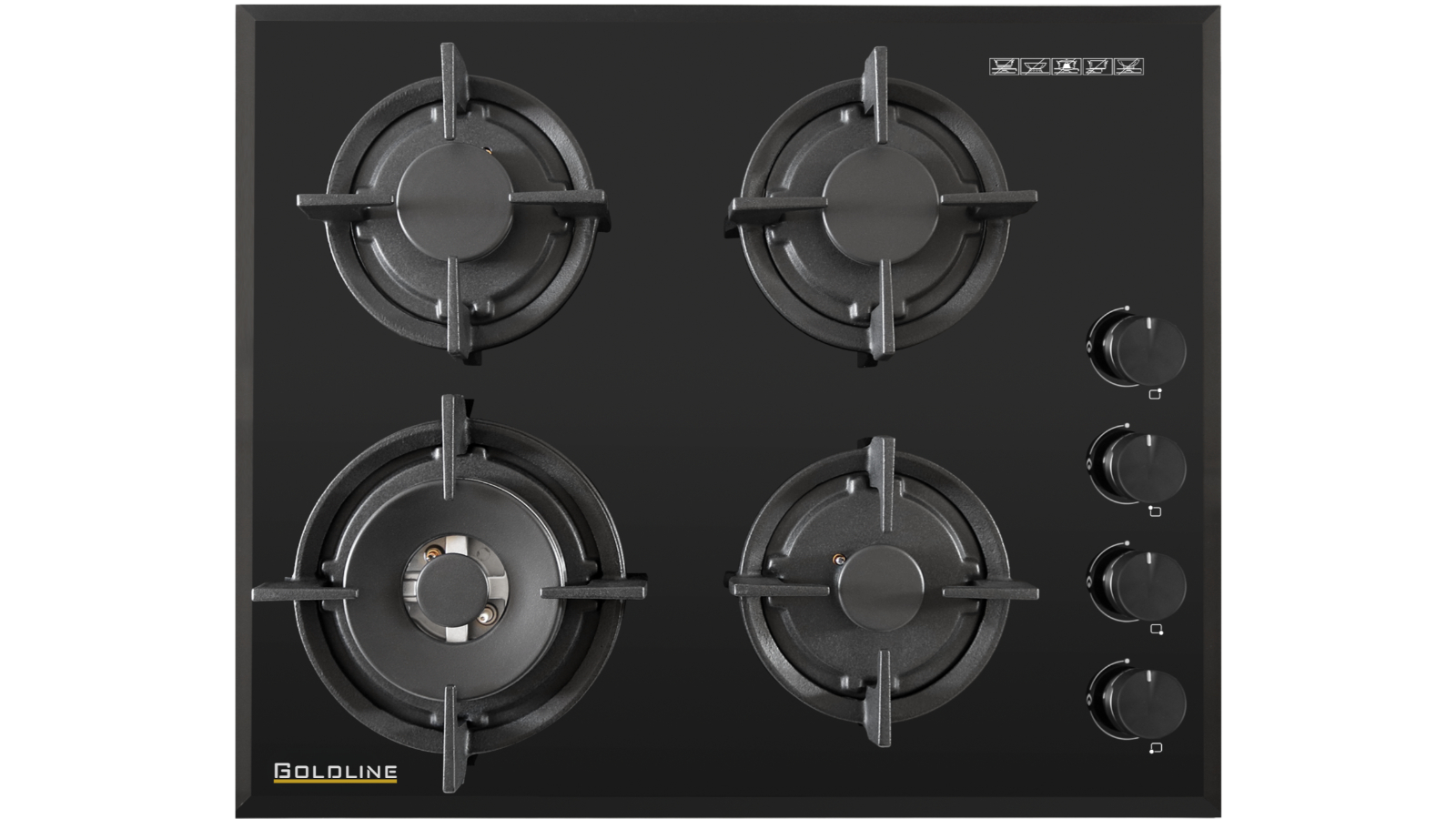 Goldline 70cm Narrow Gas Cooktop - Black | Harvey Norman