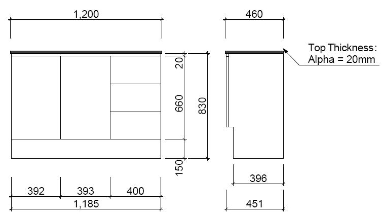 Timberline Austin 1200mm Floor Standing Vanity with Centre Bowl Alpha ...
