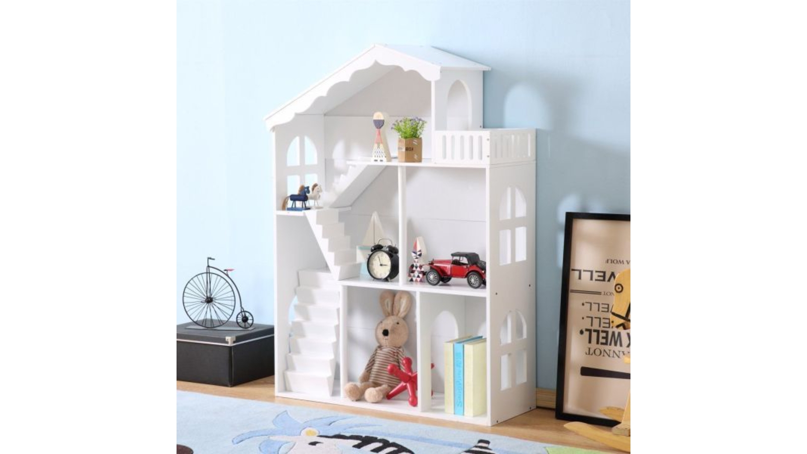 All 4 Kids Ella White Dollhouse Bookcase Harvey Norman