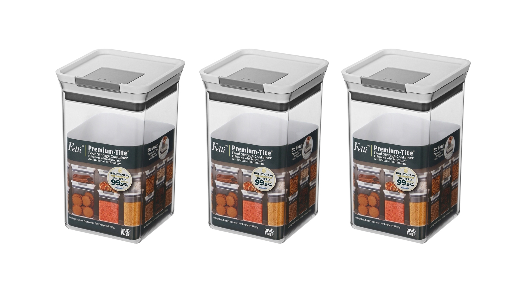 Felli Premium-Tite 2.4L Large Storage Container - 3 Pack | Harvey Norman