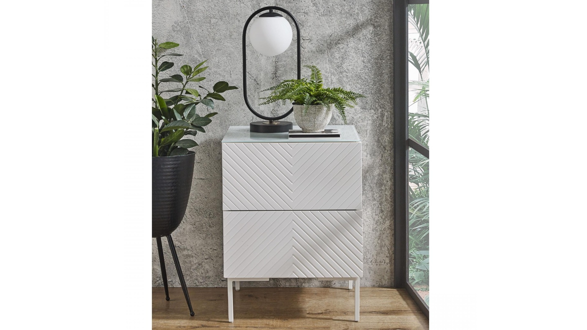 Perri 2-Drawer Bedside Table - White | Harvey Norman