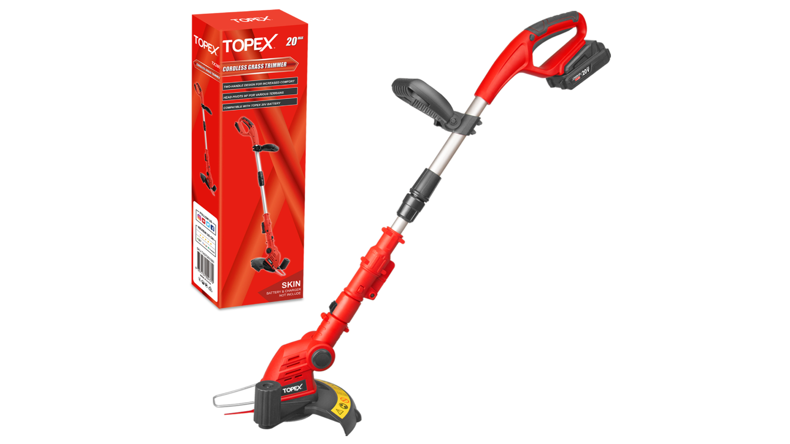TOPEX 20V Cordless Lawn Grass Line Trimmer 2 in 1 Whipper Snipper with 10 Blades Harvey Norman