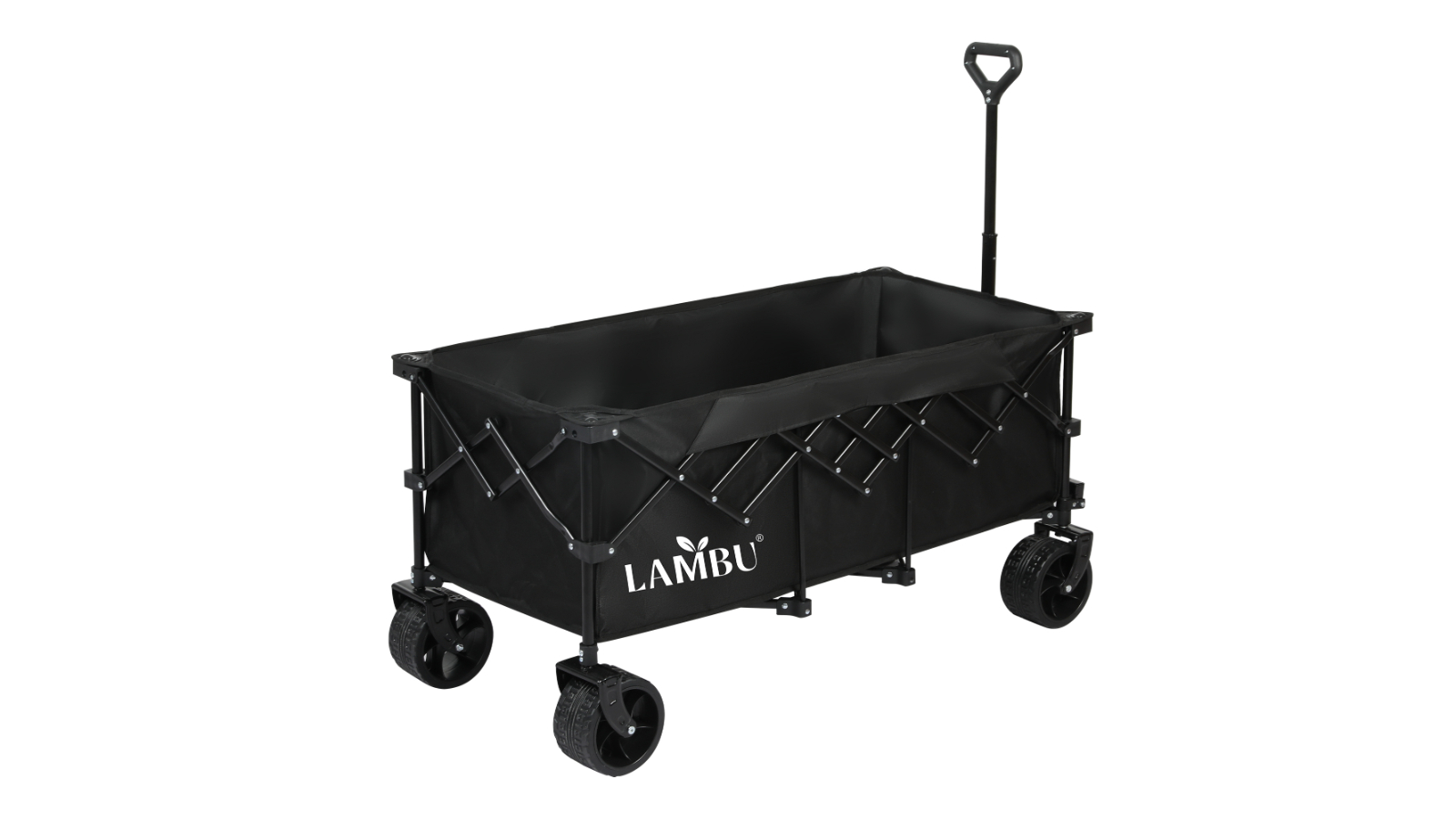 Lambu 300L Folding Wagon Beach Picnic Trolley - Black | Harvey Norman