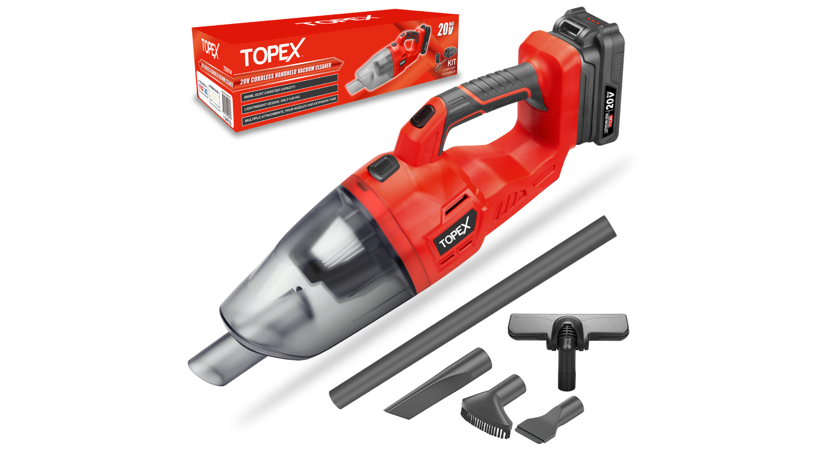 TOPEX 20V Cordless Handheld Vacuum Cleaner for Home and Car with ...