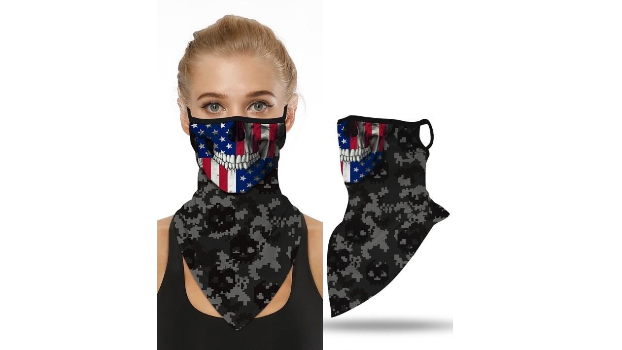 Mani Sports Breathable Face Mask USA Skull Flag with Ear Loop | Harvey ...