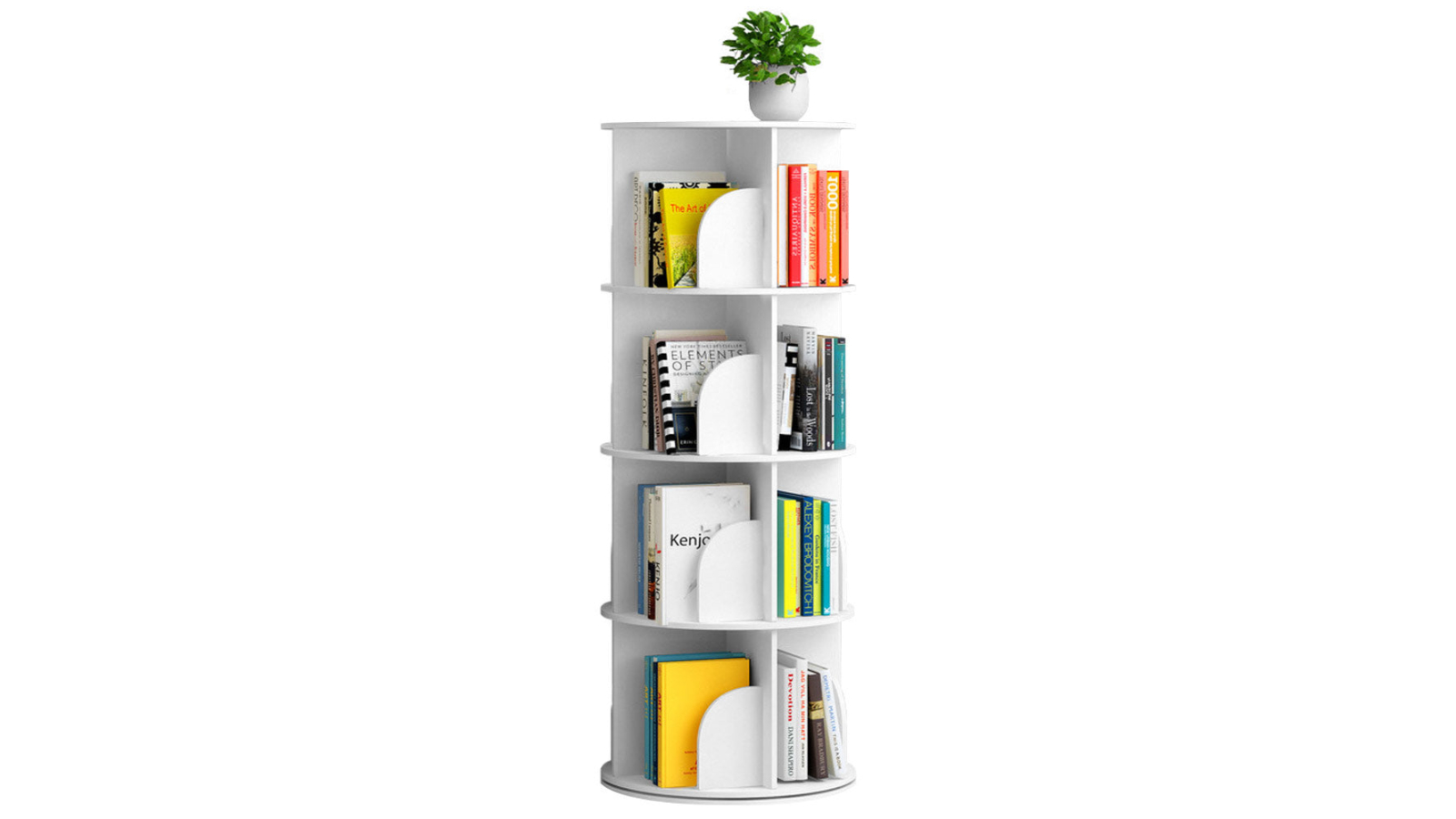 YS 4-Tier Rotating Bookshelf PVC Freestanding | Harvey Norman