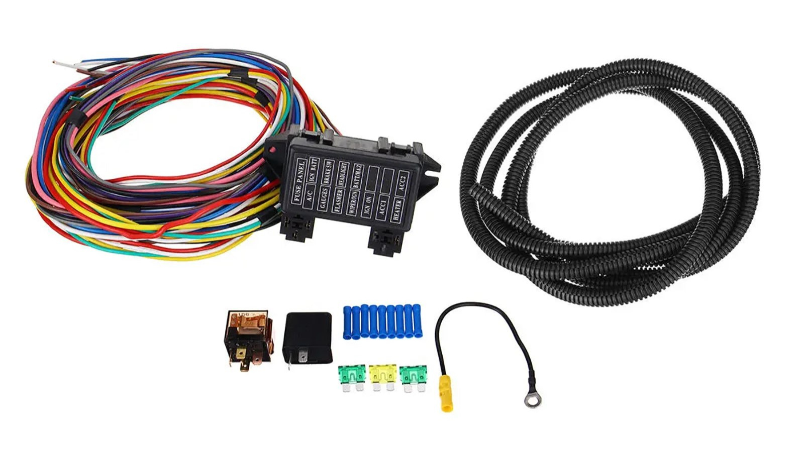 PriceDumb 14 Circuit 12V Universal Wiring Harness Loom Wire Cable Fuse ...